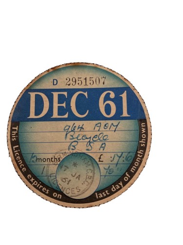 OLD TAX DISC VINTAGE IT WILL BE VERY RARE | eBay