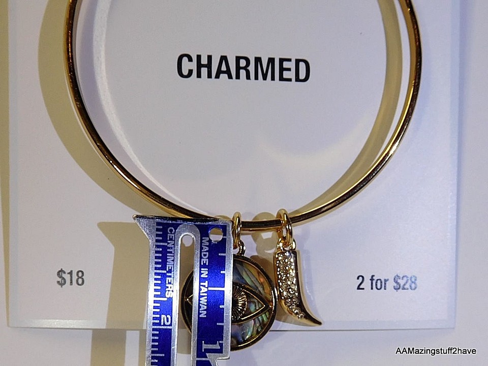 BCBGeneration Charmed Bangle Bracelet Gold Tone w/ 2 charms New ...