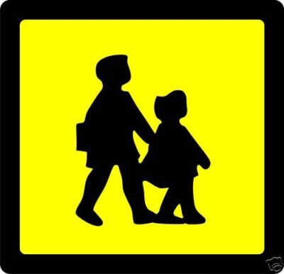 School Bus Warning sticker X 2 coach mini bus sign 25cmx25cm self ...