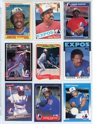 9 DIFFERENT CUBS ANDRE DAWSON - YEAR/MANUFACTURE CARDS IN AN ULTRA PRO ...