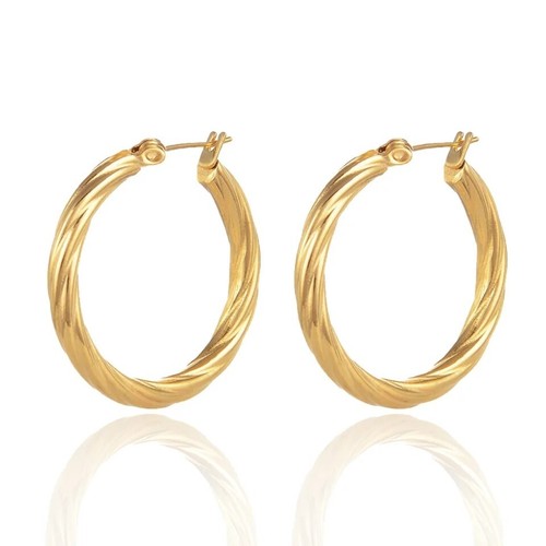 14K Real Solid Yellow Gold Filled Round Creole Hoops Earrings Small ...