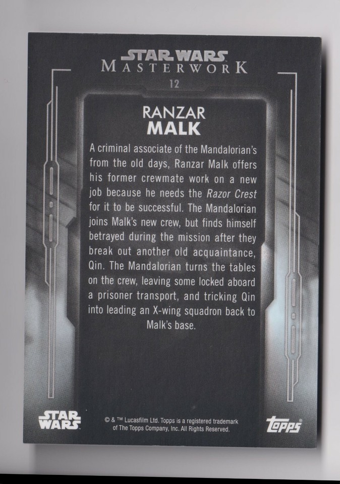 2020 Star Wars Masterwork Blue #12 Ranzar Malk | eBay