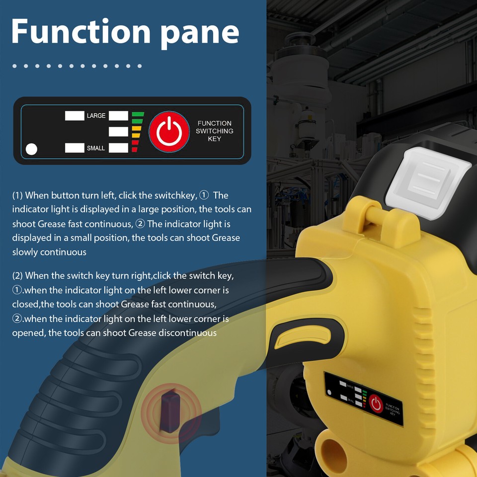 Electric Cordless Grease Gun Car Power Tool with 2x5500mAh Battery +LED ...