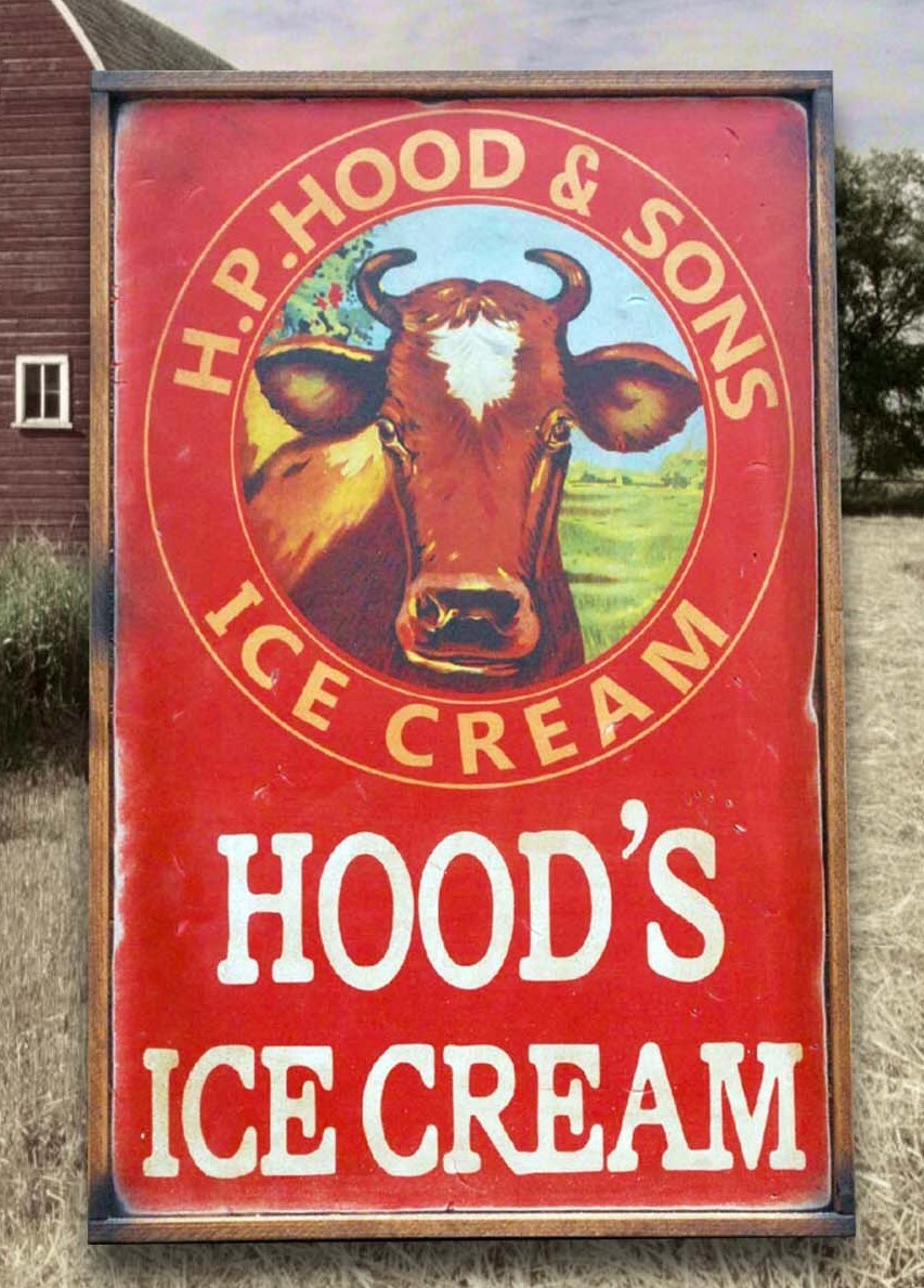 Hoods Ice Cream - Large Farmhouse Style Wood Sign Rustic Home Decor ...