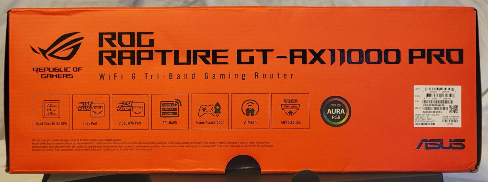 ASUS - ROG Rapture GT-AX11000 Pro Tri-band WiFi 6 Gaming Router - BOX ...