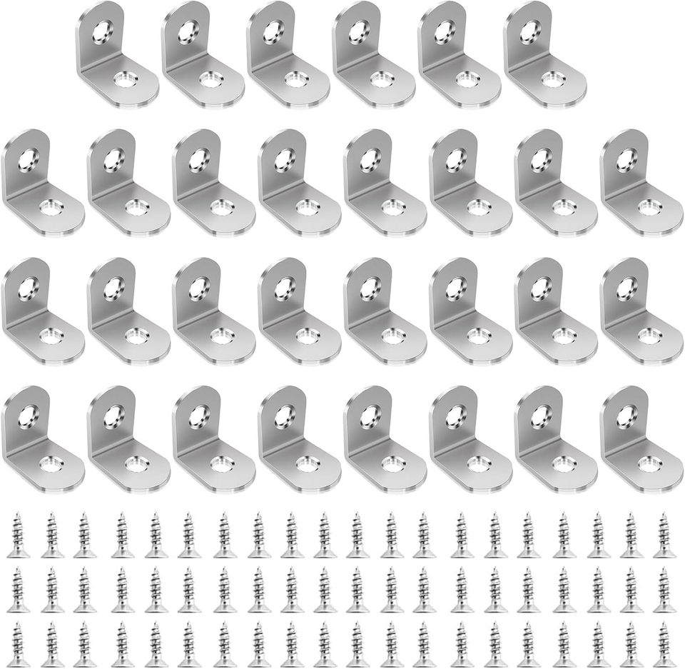 30 PCS Metal L Angle Brackets with 60 Screws, Right Angle Corner ...