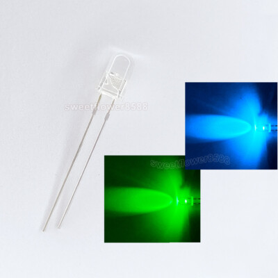 100x 5mm Blue Green Alternately Flashing Clear LED Diode Blinking Bi ...