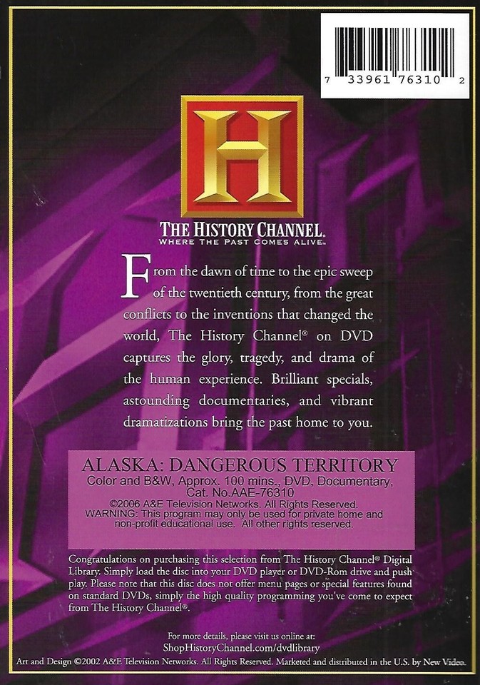 History Channel - Alaska: Dangerous Territory (DVD, 2006) 733961763102 ...