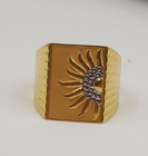 Plain Solid Gold 22K Gold Ring Half Sun Rays Ring Signet Ring Sun ...