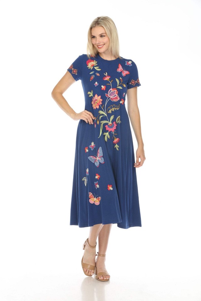 Johnny Was JWLA Gracey Crew Neck Midi Swing Dress Boho Chic J31024 | eBay