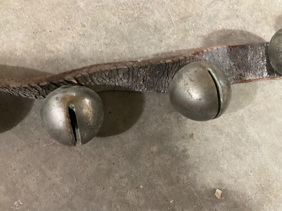 antique handmade quality leather strap brass sleigh bells belt set | eBay