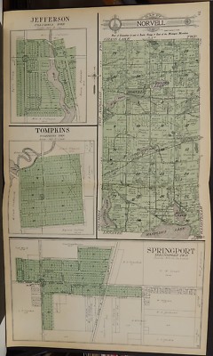 Michigan Jackson County Map Norvell Springport Township 1911 Double ...