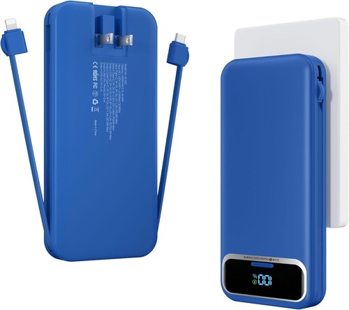 12000mAh Lightweight-Portable-Charger-Power-Bank with Built-in Cables ...