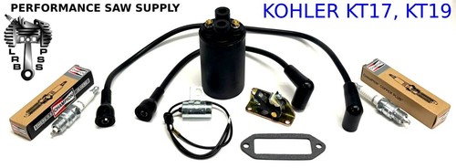NEW IGNITION COIL WITH WIRES, POINTS & CONDENSER FITS KOHLER KT17, KT19 ...