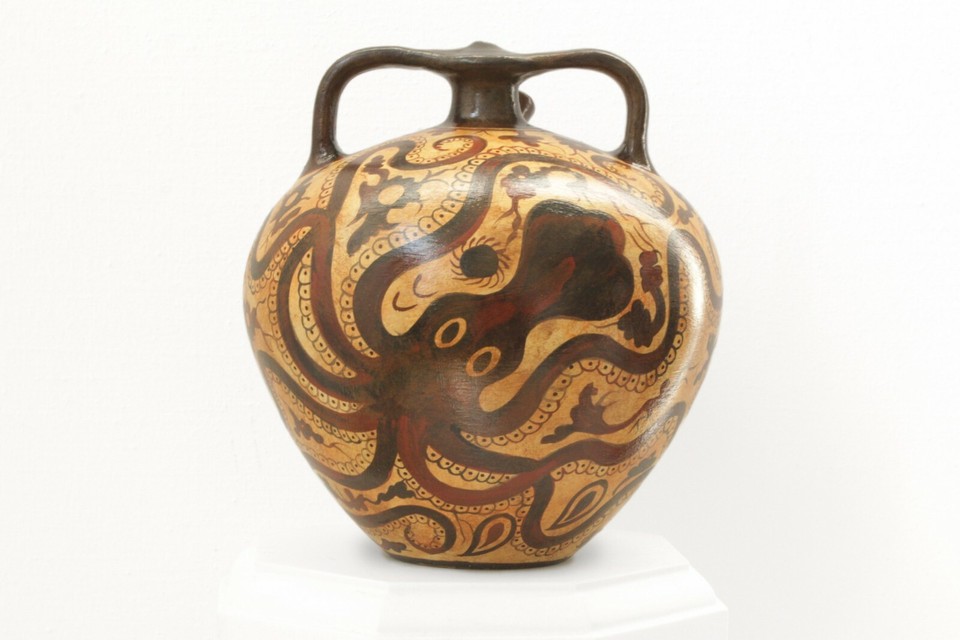 Ancient Greek Pottery Reproduction Minoan Octopus Vase Amphora Replica ...
