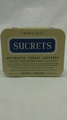 VIN Sucrets Metal Tin 24 count Throat Antiseptic Lozenges Medicine ...