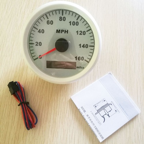 85mm 3-3/8" GPS White 160MPH Speedometer Odometer for Car Truck Marine ...