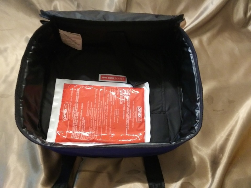 Pyrex Portables~Travel Bag Insulated~Carrying Case Bag Navy Blue Hot ...