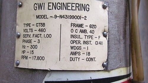 GWI Engineering 9-N43199001-2 15HP Router Spindle Motor | eBay