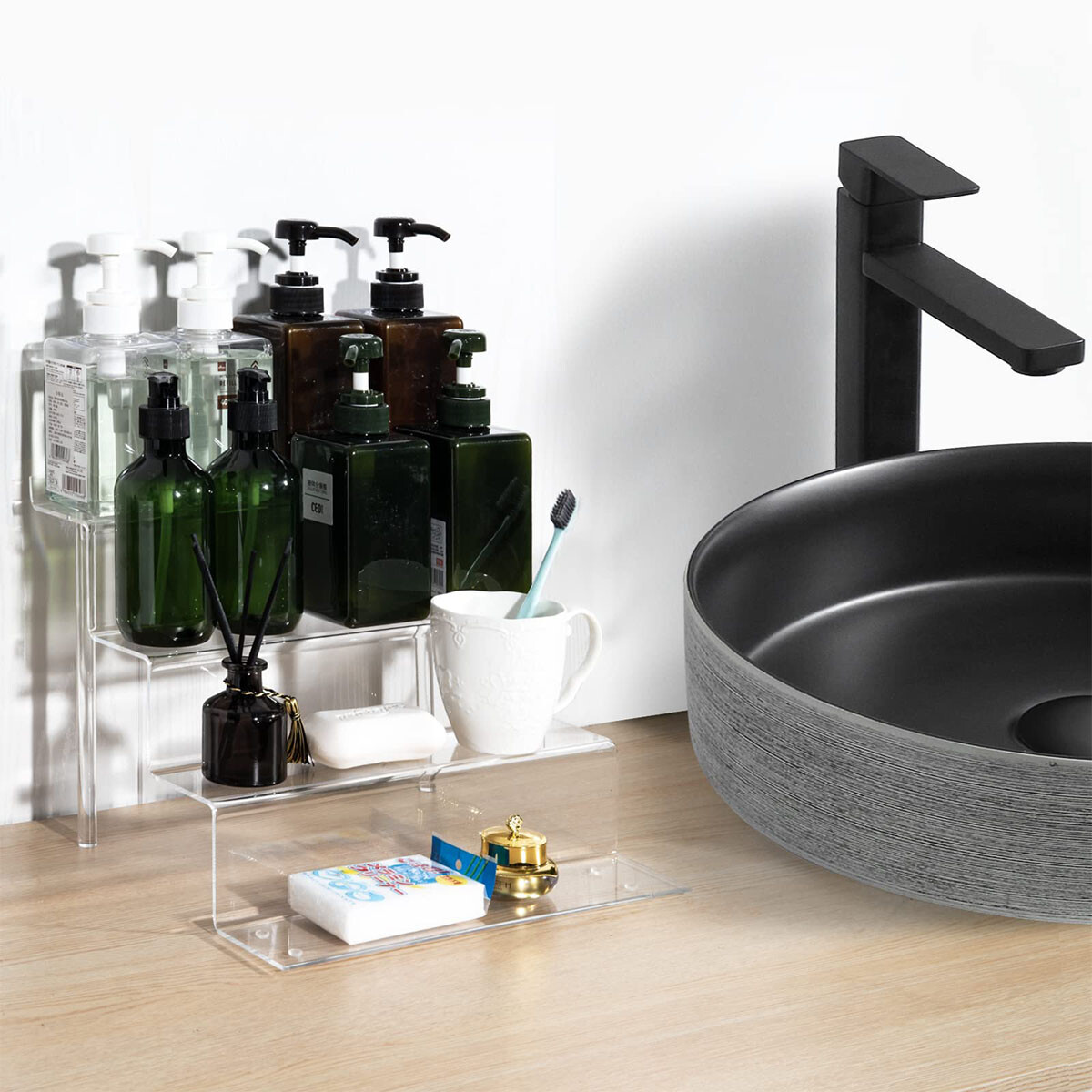 Acrylic Risers Display Stand 4 Tier Acrylic Tiered Shelf Clear Tiered ...