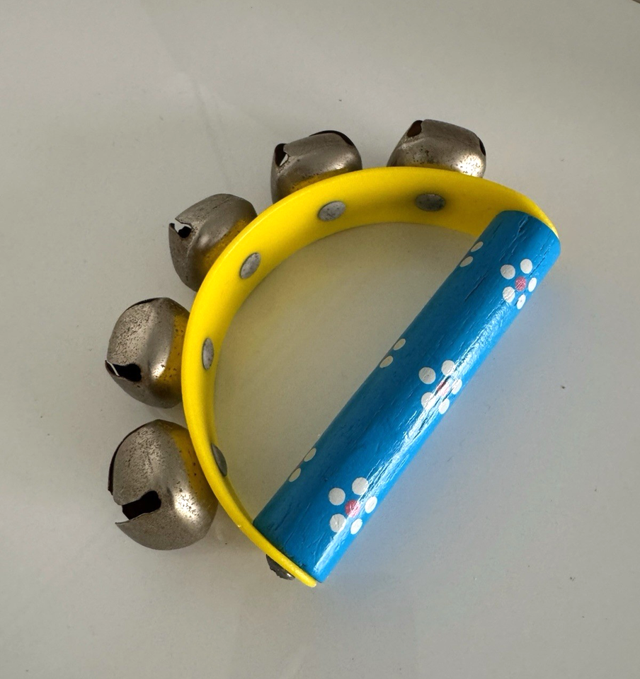 Wooden Handle Handbell Instrument 5 Metal Bells Percussion Shaker Bell ...