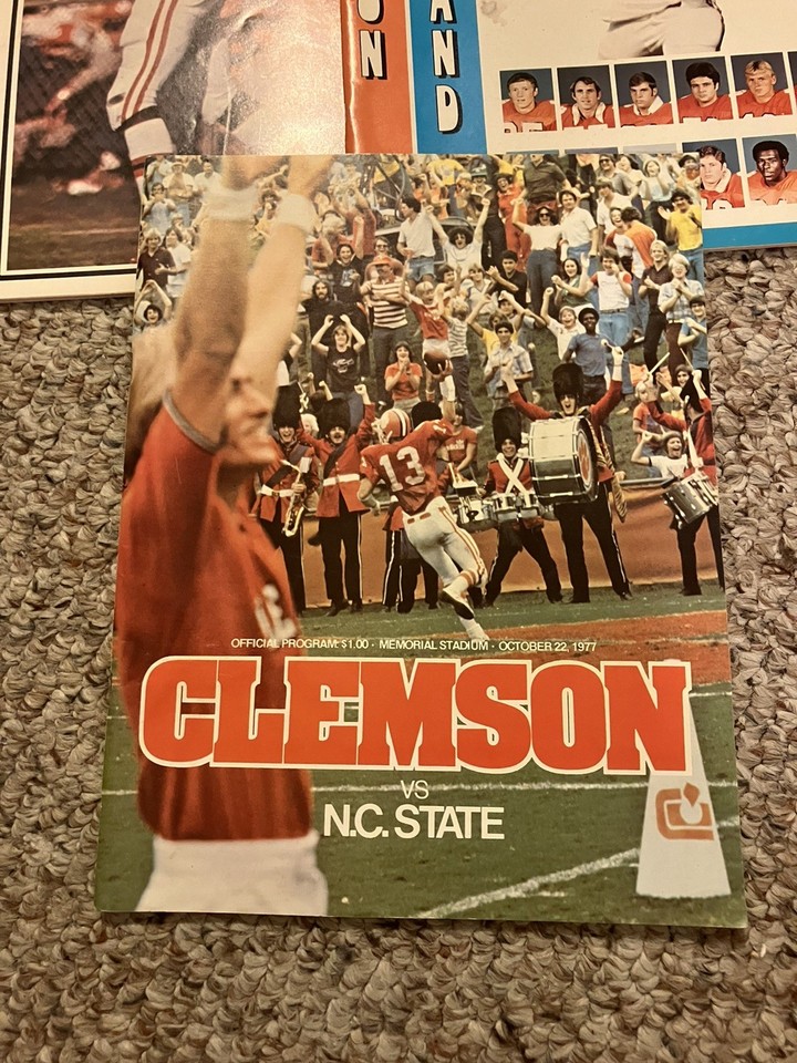 3 CLEMSON UNIVERSITY TIGERS FOOTBALL PROGRAMS 1975 1977 NC State ...