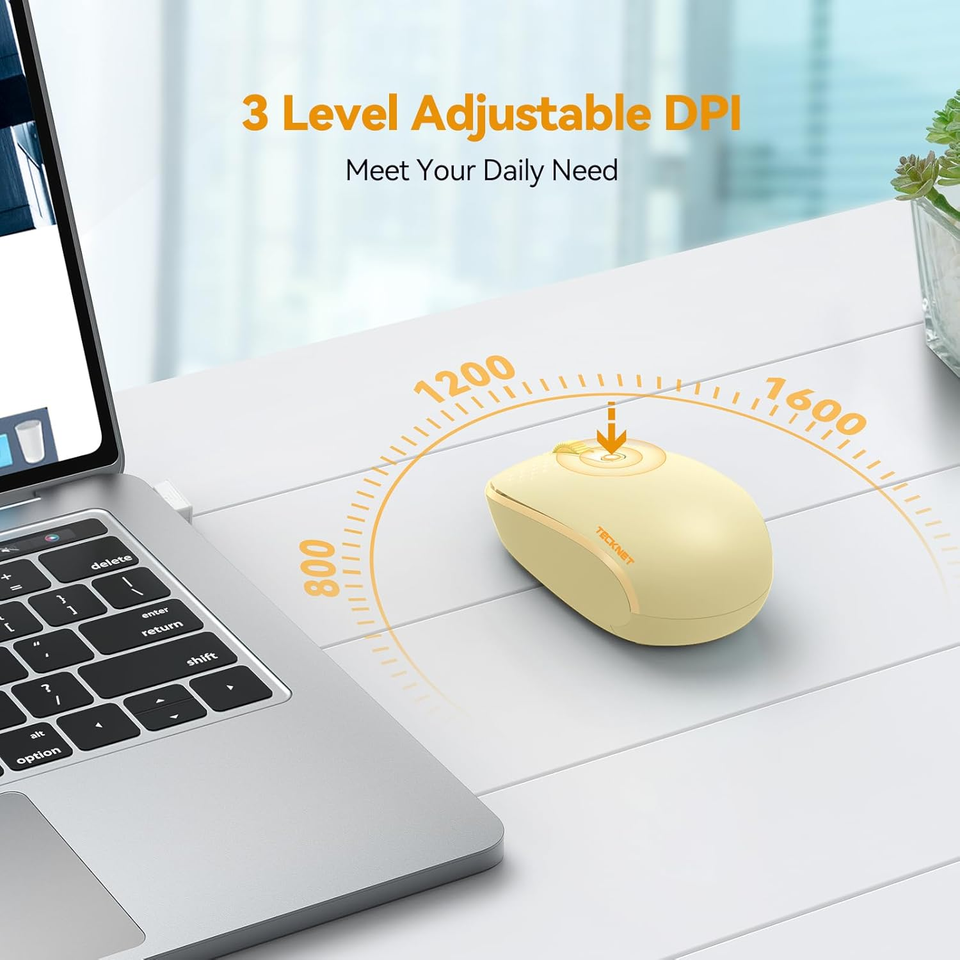 Yellow 2.4G Quiet Wireless Mouse with USB Receiver 4-Button 1600 DPI | eBay