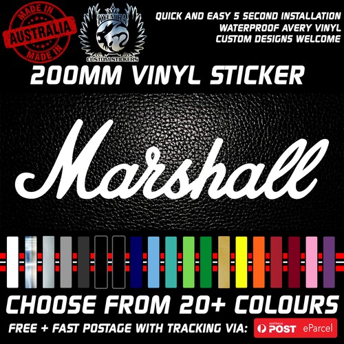 Marshall Amps vinyl Sticker only Decal 200mm wide Multiple colour ...