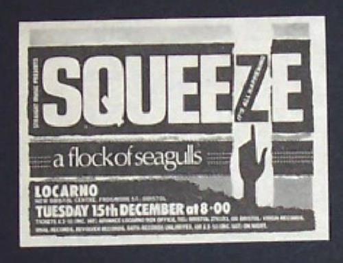 Squeeze East Side Story Era London Show 1981 Mini Poster Type Concert ...