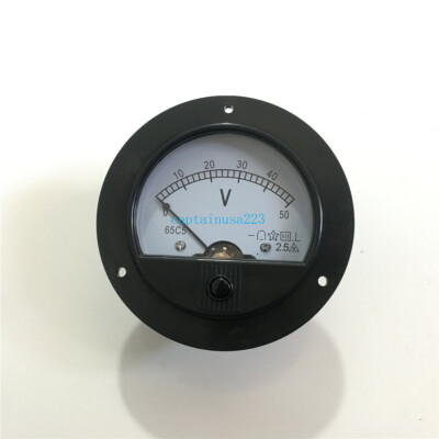 62C2 DC 0-50V Round Analog Panel Meter Volt Voltage Meter Voltmeter ...