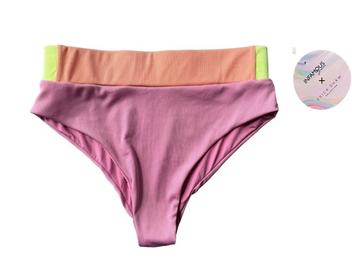 Infamous Swim X Erica Shaw Women's Pink Orange Lime Ginger Bottoms Size ...