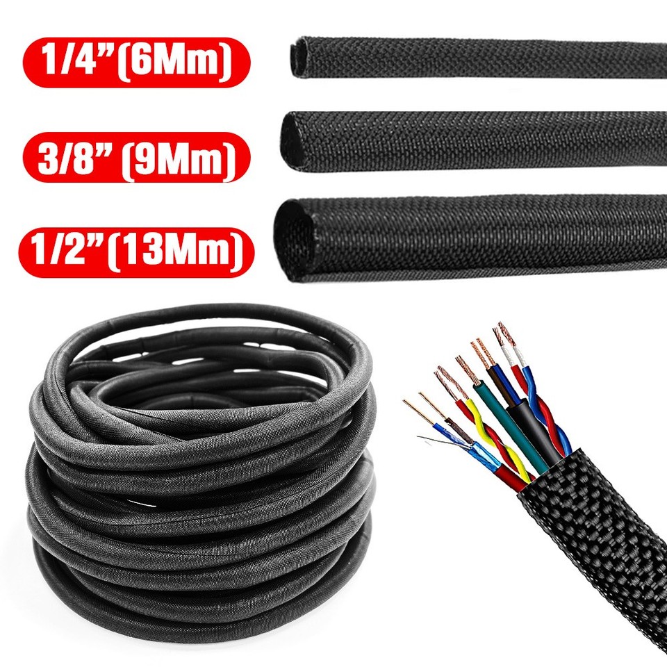 Car High Temperature Braided Wire Loom Black Split-Sleeve Heat ...