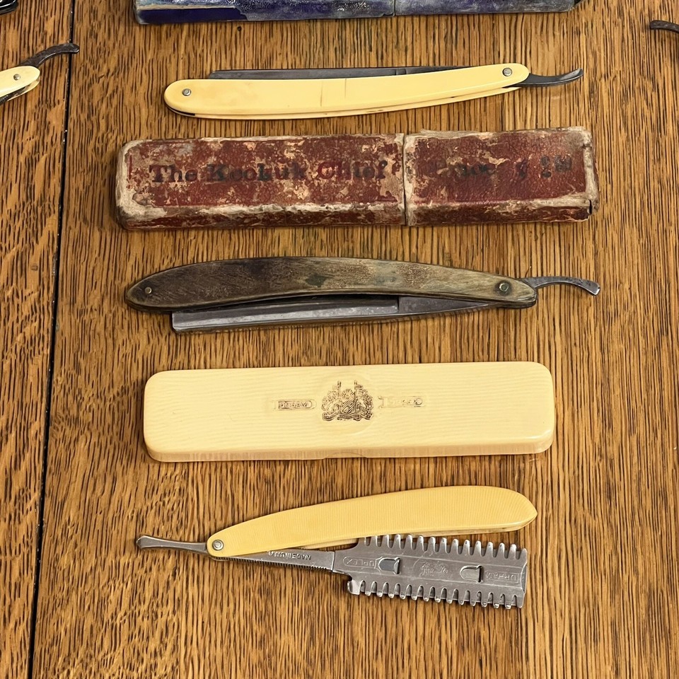 8 Antique Blade Straight Razors Solingen Spencer Bartlett Lot Box ...