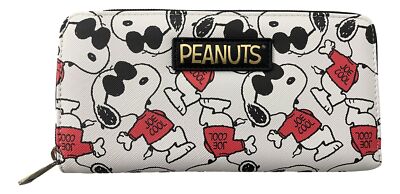 Peanuts Snoopy Character "Joe Cool" All-Over Print Zip Around Clutch ...