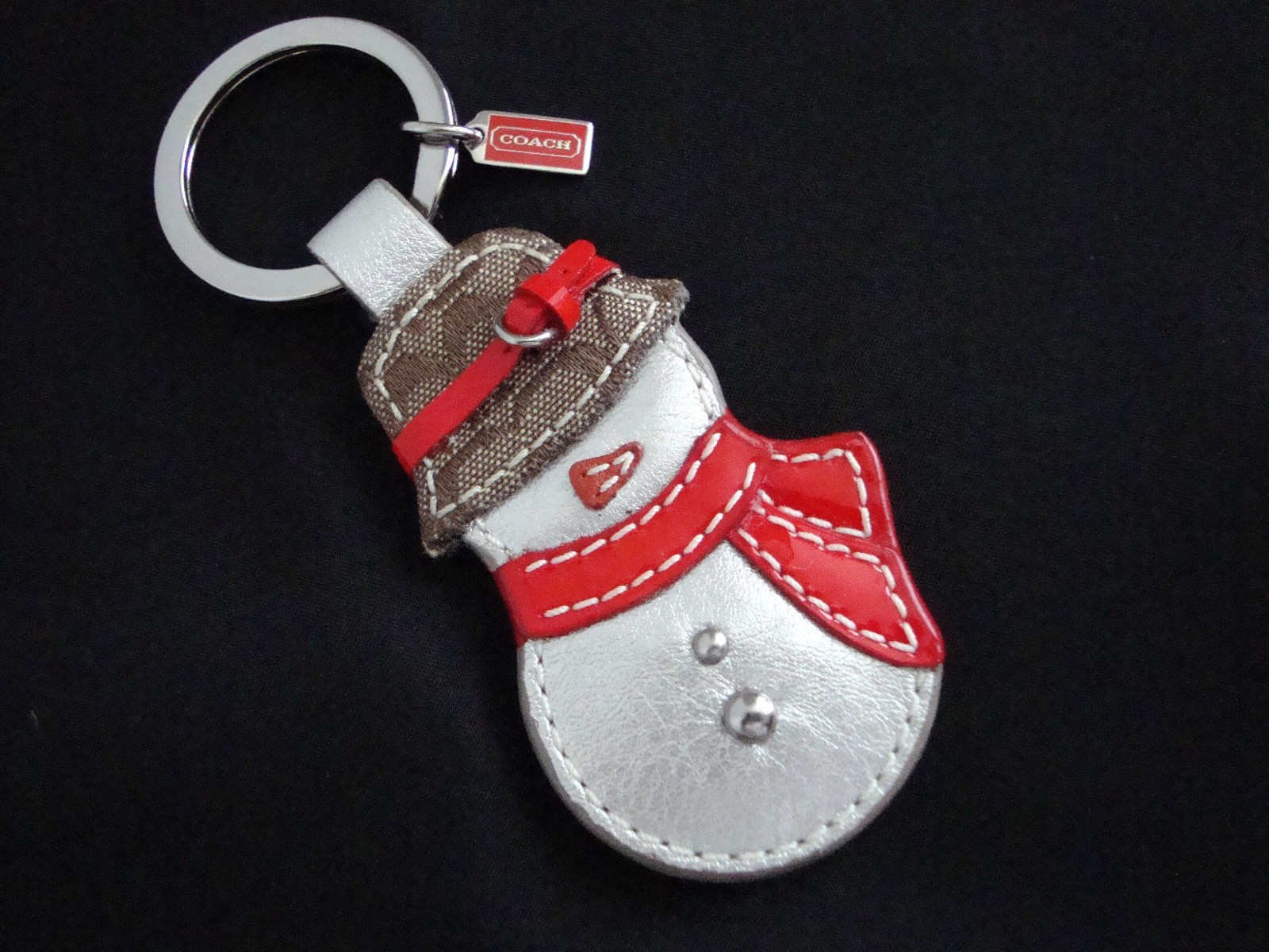 Coach Snowman Key Fob Leather Keychain Key Ring Charm NEW | eBay