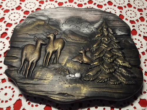 VINTAGE 1980 MACKY MOLDS WALL ART OF DEER WILDLIFE ♡ HAND PAINTED ...