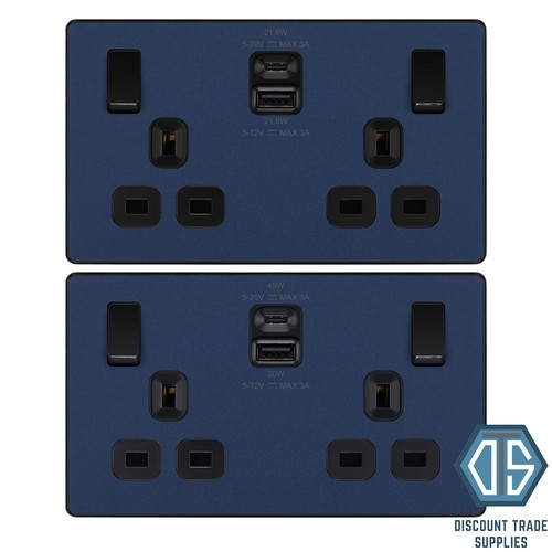 BG Evolve Matt Blue USB Double Socket 22W 45W Type A & Type C USB | eBay UK