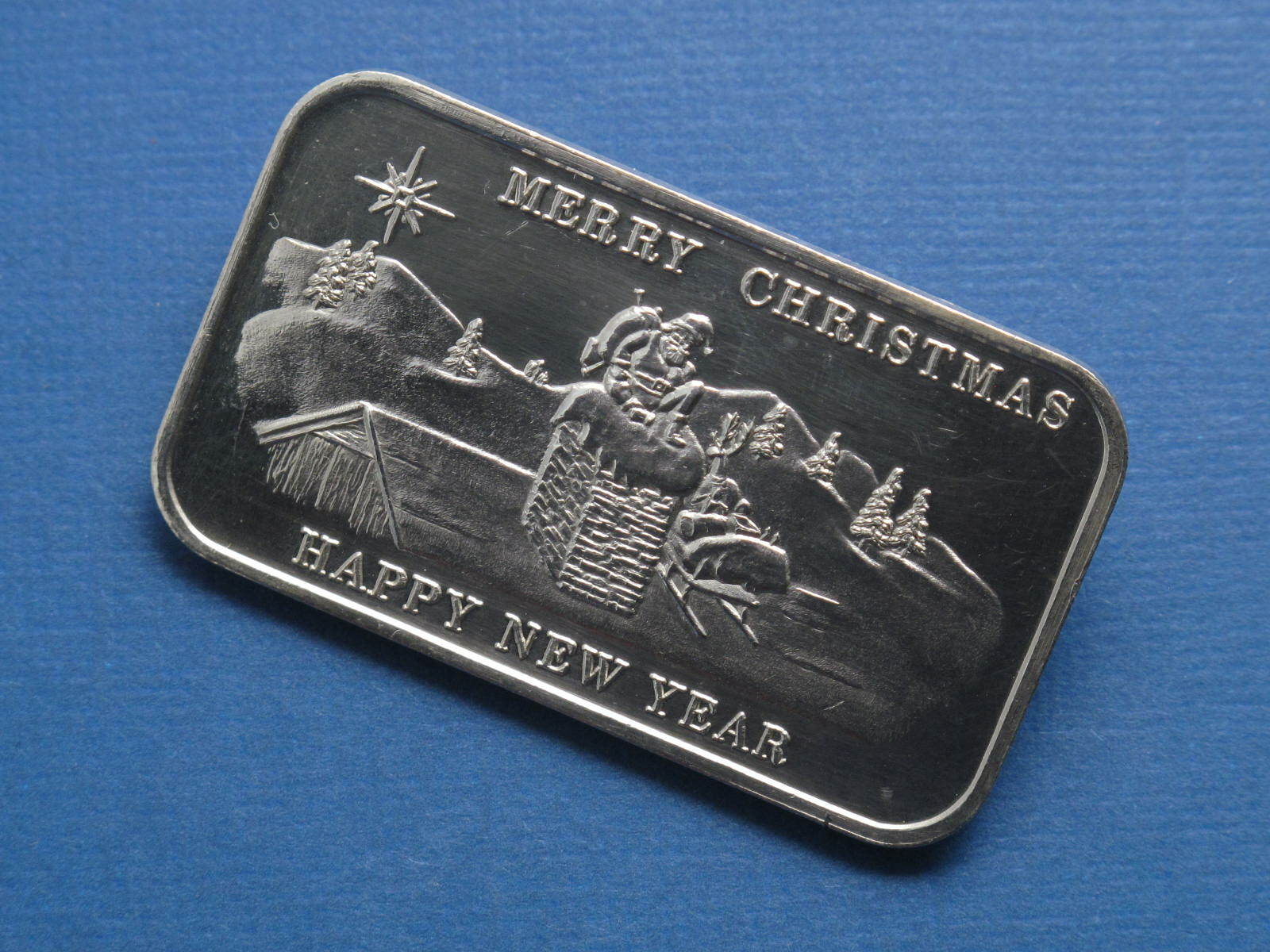 1984 Tentex Mint Merry Christmas Happy New Year TEN3 1oz Silver Bar ...