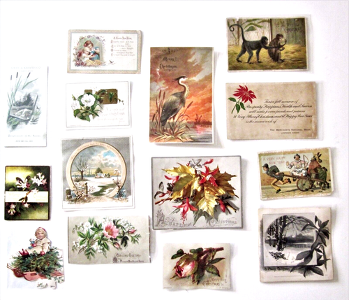 Lot of 15 Antique Victorian Christmas Greeting & Trade Cards- 1800's | eBay