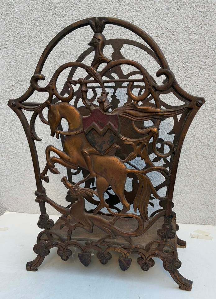 Antique Seville Art Studios Cast Iron Gladiator Deco Fishbowl Magazine ...