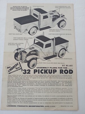 1963 LINDBERG 1932 PICKUP HOT ROD Model Kit 603-69 Assembly ...