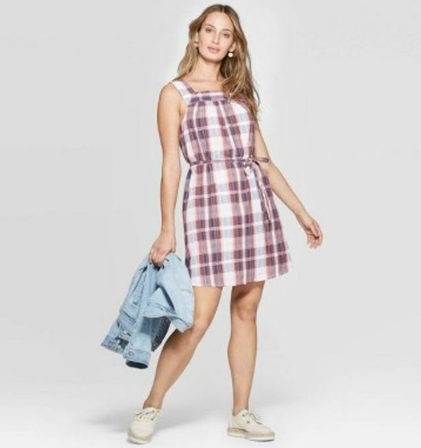 Women's Plaid Sleeveless Square Neck At Knee Dress - Universal Thread ...