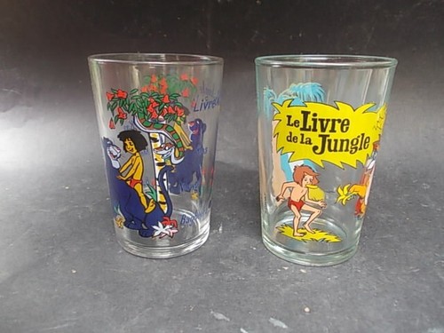 WALT DISNEY 2 verres Livre de la Jungle dessin animé Mowgly Kipling ...