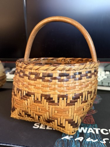 Vintage Cherokee River Cane Basket – Handwoven with Natural Dyed ...