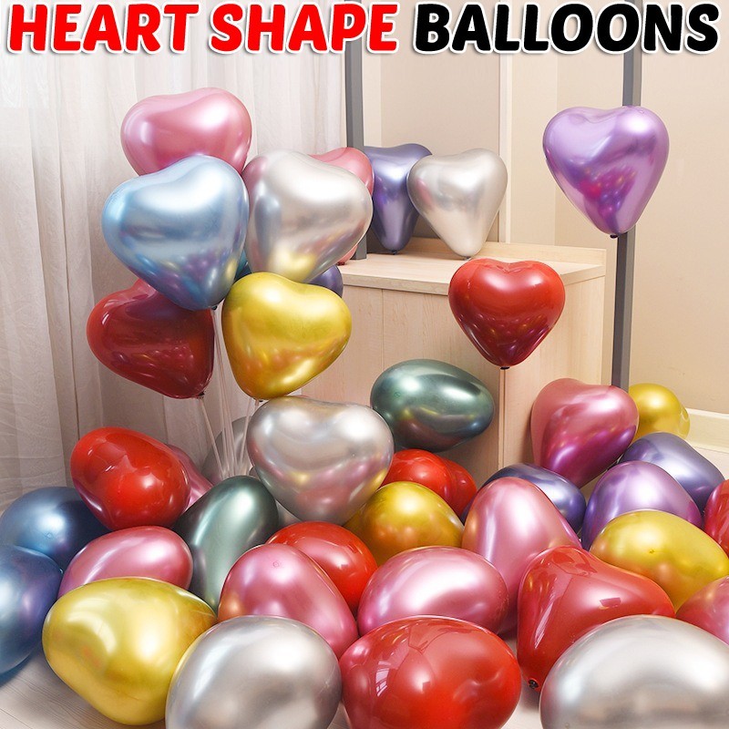 500 LOVE HEART SHAPE BALLOONS Wedding Party Romantic Baloon Birthday ...