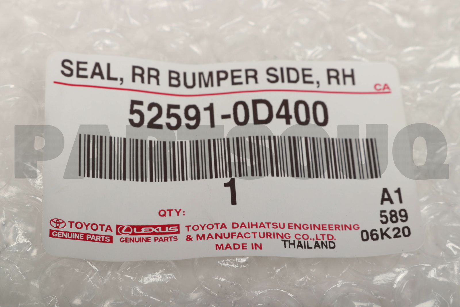 525910D400 Genuine Toyota SEAL, RR BUMPER SIDE 52591-0D400 | eBay