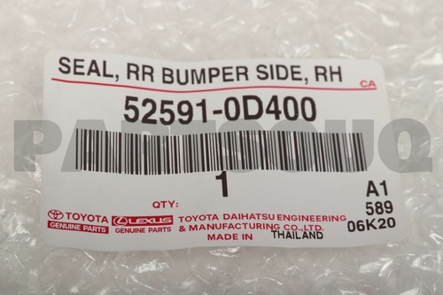 525910D400 Genuine Toyota SEAL, RR BUMPER SIDE 52591-0D400 | eBay