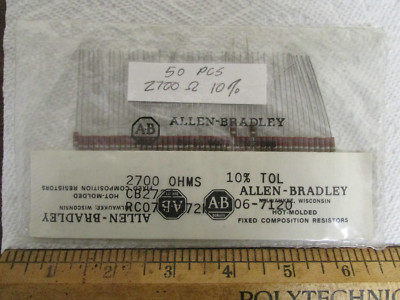 50 Pieces Allen-Bradley Carbon Composition Resistors 2700 Ohm 10% 1/4 ...