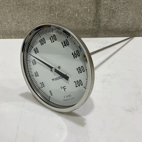 WEKSLER AF1844FAJX BIMETAL THERMOMETER 5 DIAL 0-200F 1/2 NPT 18” STEM ...