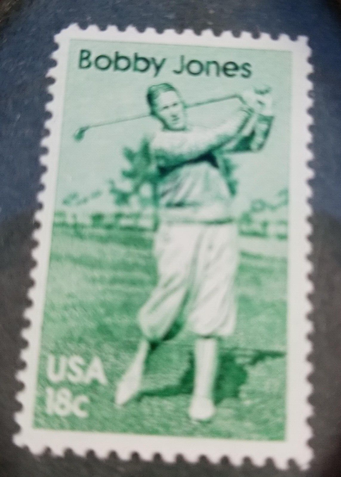 FRAMED 1981 UNUSED U.S. POSTAGE STAMP FOR THE GREAT GOLFER BOBBY JONES ...